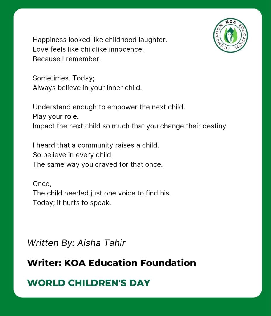 Poem: World Children's Day - KOA Education Foundation